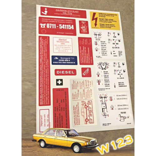 Mercedes W123 Decal sticker set complete